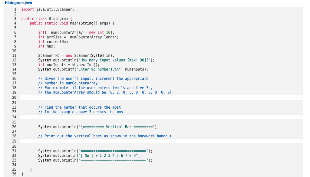 Solved Write A Java Program Called Histogramjava That Reads 5961