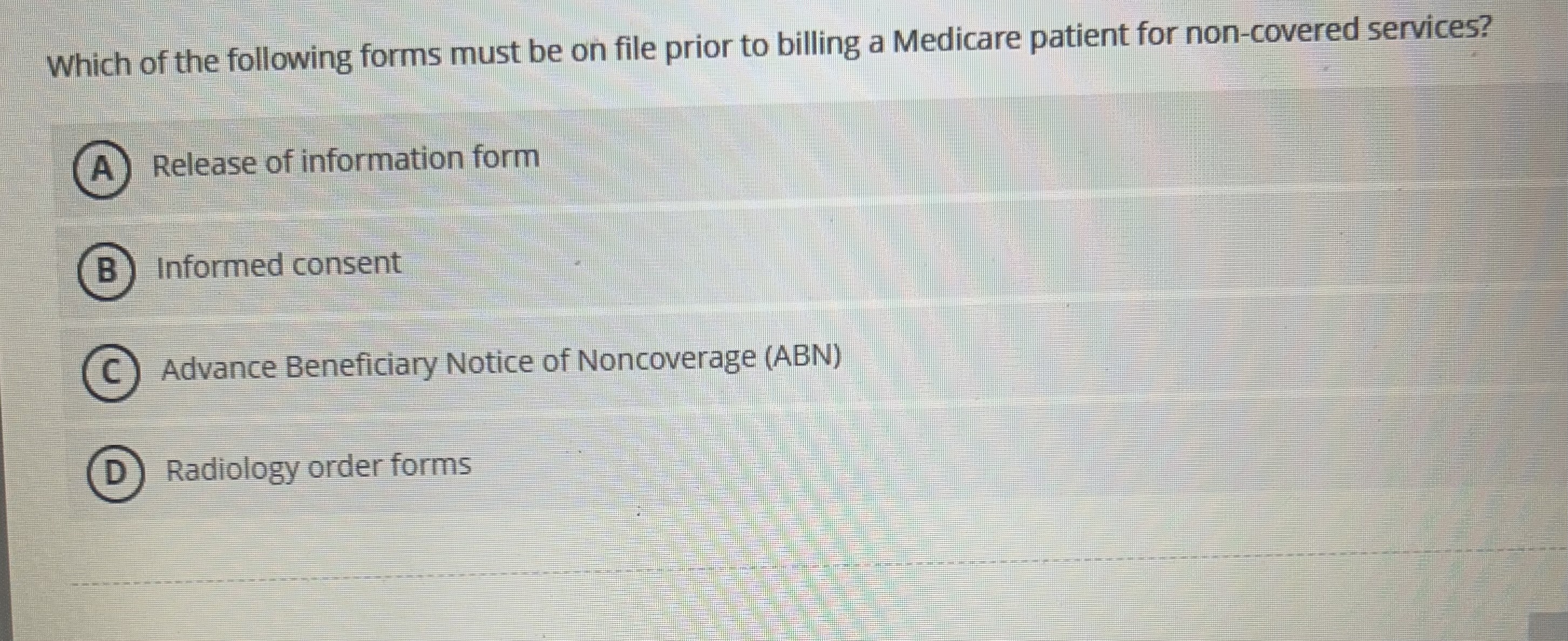 Solved Which of the following forms must be on file prior to | Chegg.com