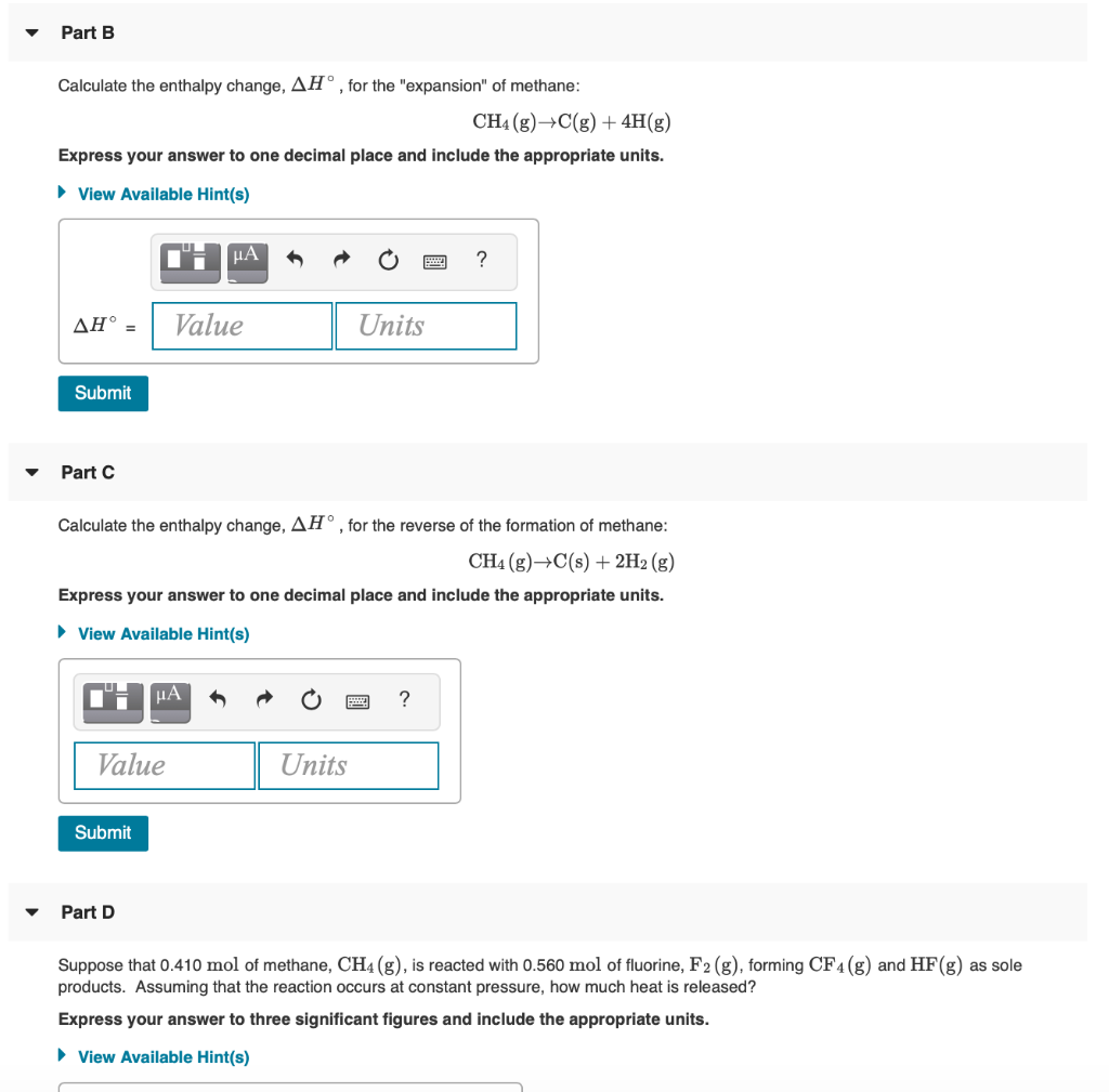 Solved Part B Calculate the enthalpy change, AH, for the | Chegg.com