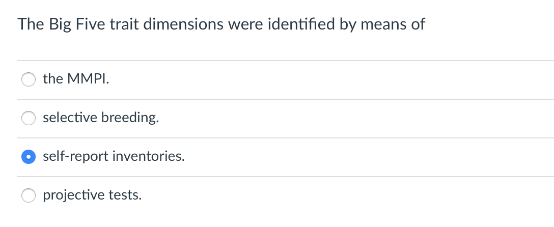 Solved The Big Five trait dimensions were identified by | Chegg.com