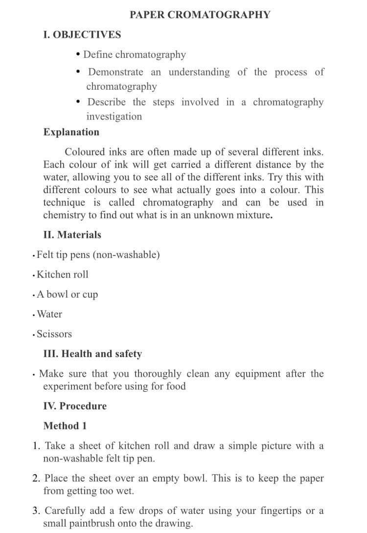 Solved PAPER CROMATOGRAPHY • Define chromatography • | Chegg.com