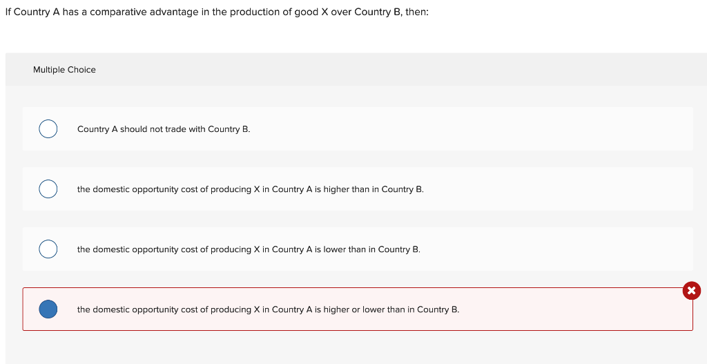 Solved If Country A has a comparative advantage in the | Chegg.com