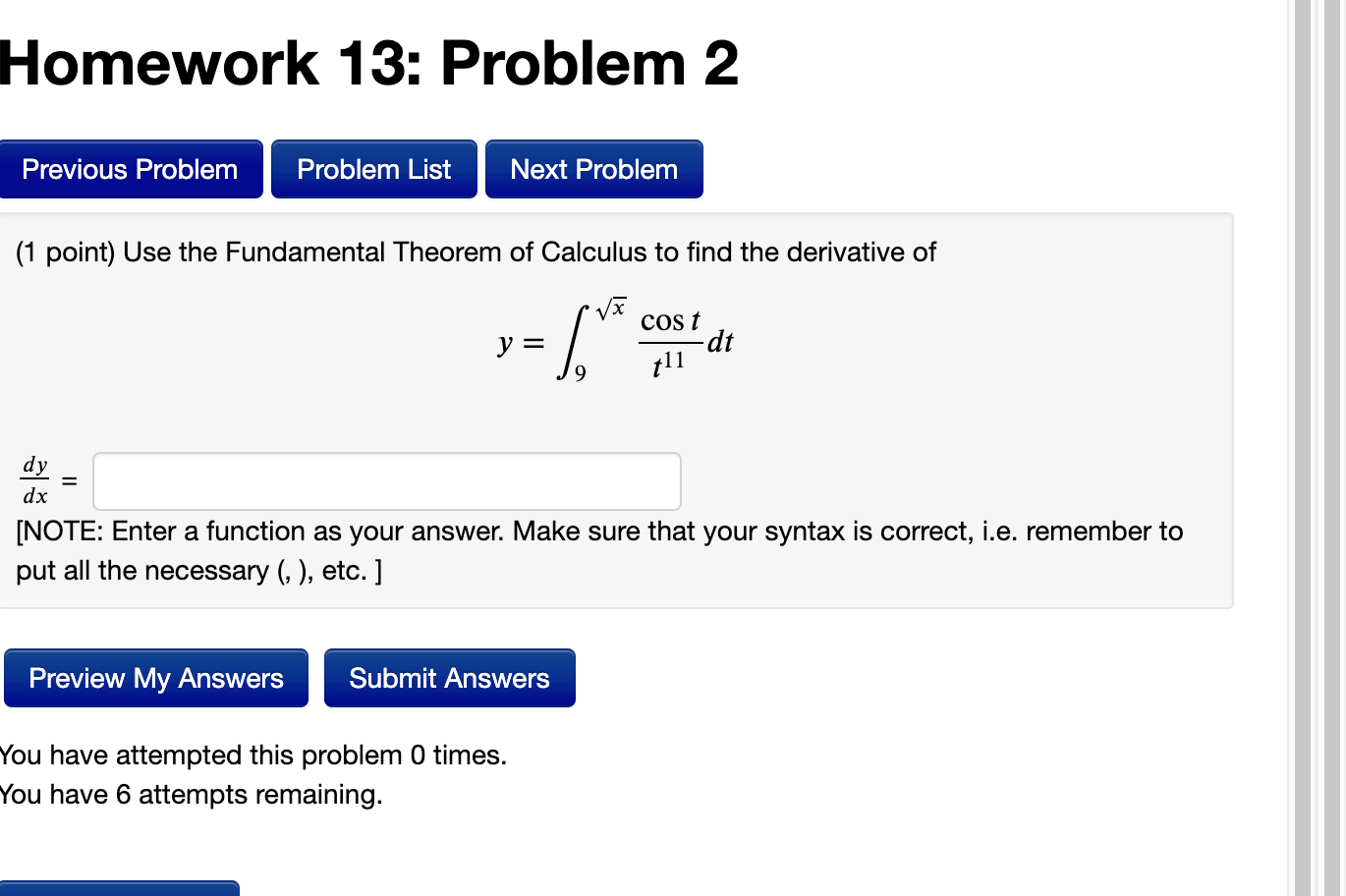 Solved Homework 13 Problem 4 Previous Problem Problem List 5343