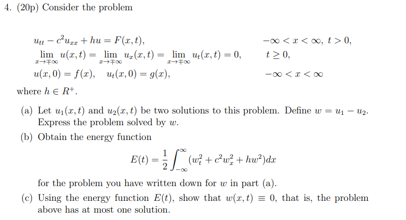 Solved 4. (20p) Consider the problem | Chegg.com