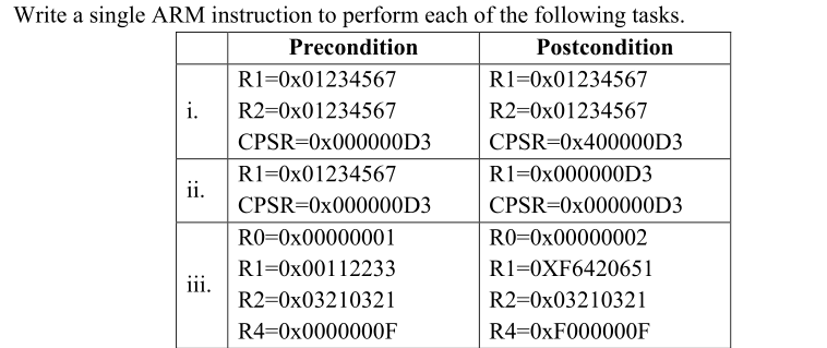 Solved Write a single ARM instruction to perform each of the | Chegg.com