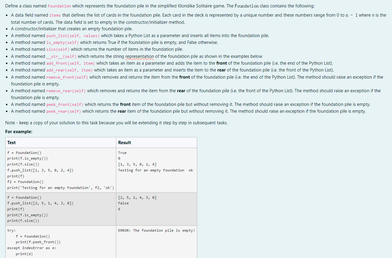 Solved Define a class named Foundation which represents the | Chegg.com