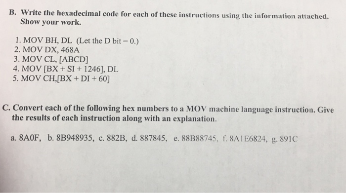 Solved Write the hexadecimal code for each of these | Chegg.com