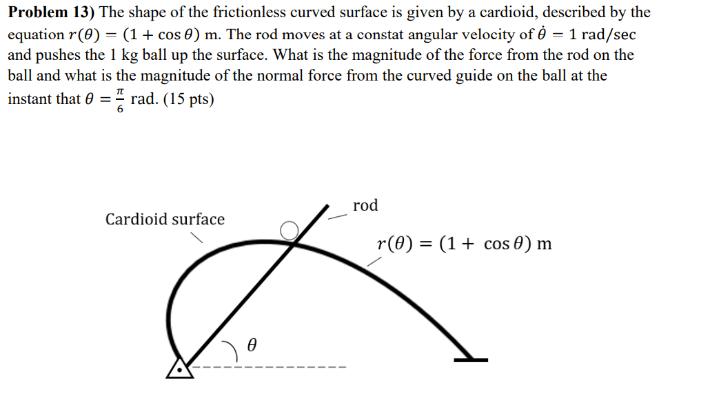Solved Problem 13) ﻿The shape of the frictionless curved | Chegg.com
