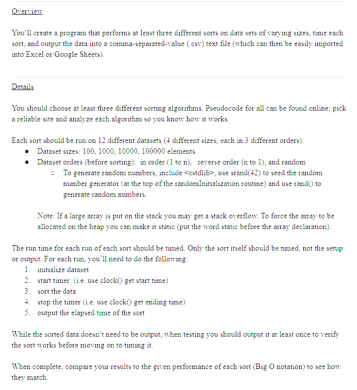Solved Overview You'll create a program that performs at | Chegg.com