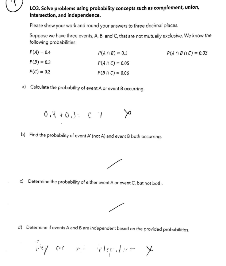 Solved L03. Solve problems using probability concepts such | Chegg.com