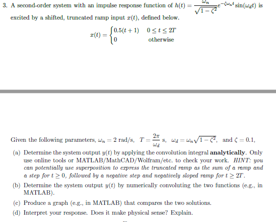 3. A second-order system with an impulse response | Chegg.com