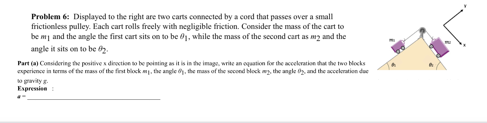 Solved Problem 6: Displayed to the right are two carts | Chegg.com