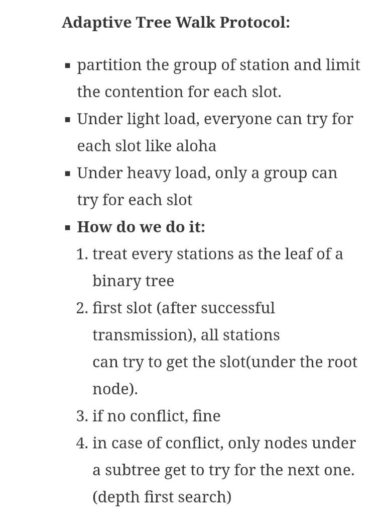 Solved Adaptive Tree Walk Protocol: 1 partition the group of | Chegg.com