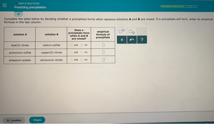 Solved O SIMPLE REACTIONS Predicting precipitation Complete | Chegg.com