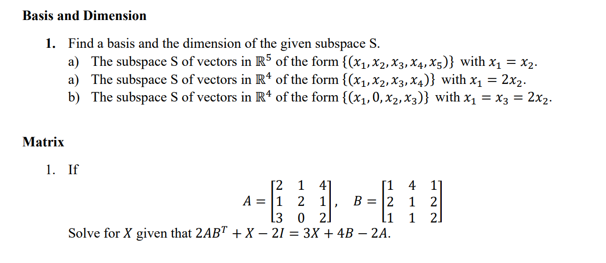 Solved Basis and DimensionFind a basis and the dimension of | Chegg.com Solved Basis and DimensionFind a basis and the dimension of | Chegg.com