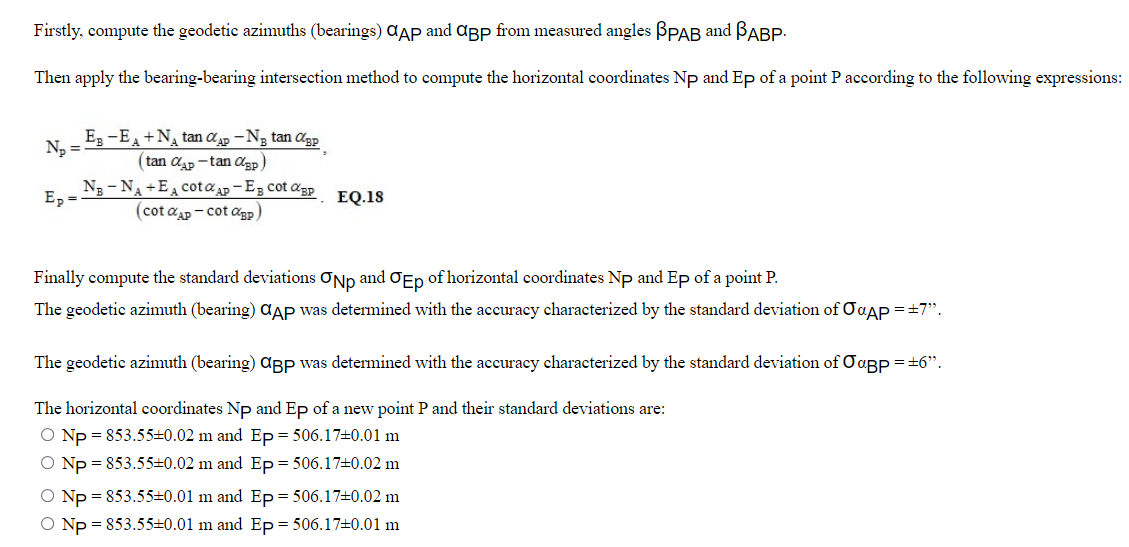 Solved QUESTION 35 Horizontal positions of two benchmarks | Chegg.com