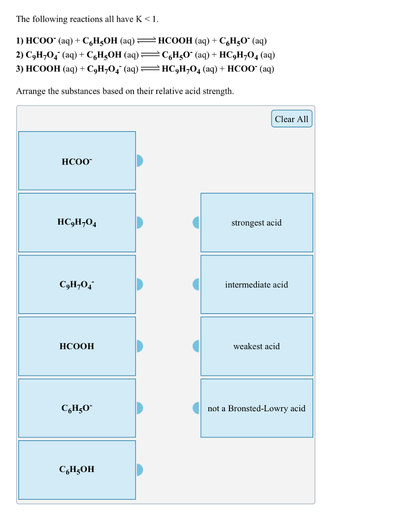 Solved The following reactions all have K