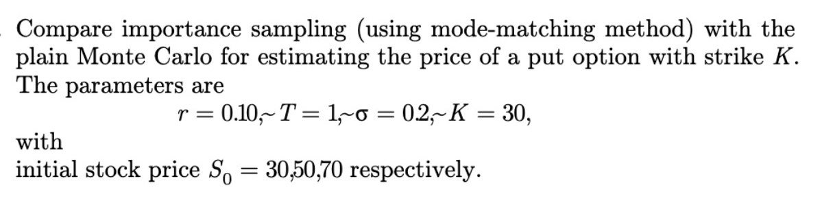Compare Importance Sampling Using Mode Matching
