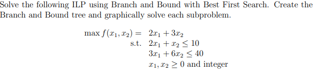 Solved Solve the following ILP using Branch and Bound with | Chegg.com Solved Solve the following ILP using Branch and Bound with | Chegg.com
