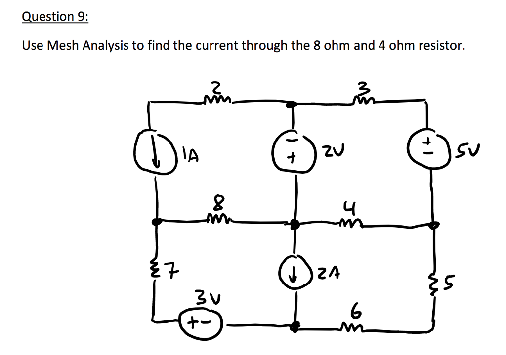 Solved Question 9: Use Mesh Analysis to find the current | Chegg.com