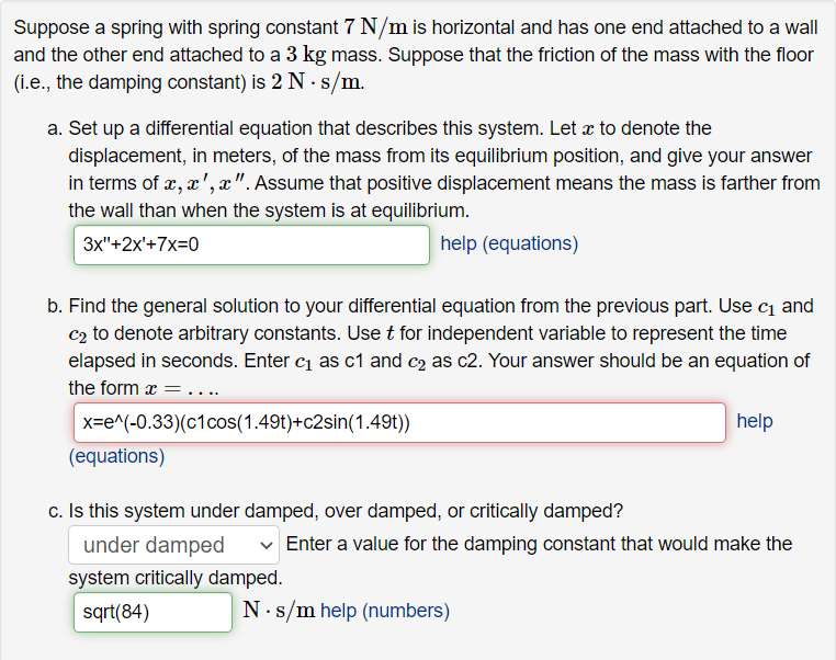 Solved a. Set up a differential equation that describes this | Chegg.com