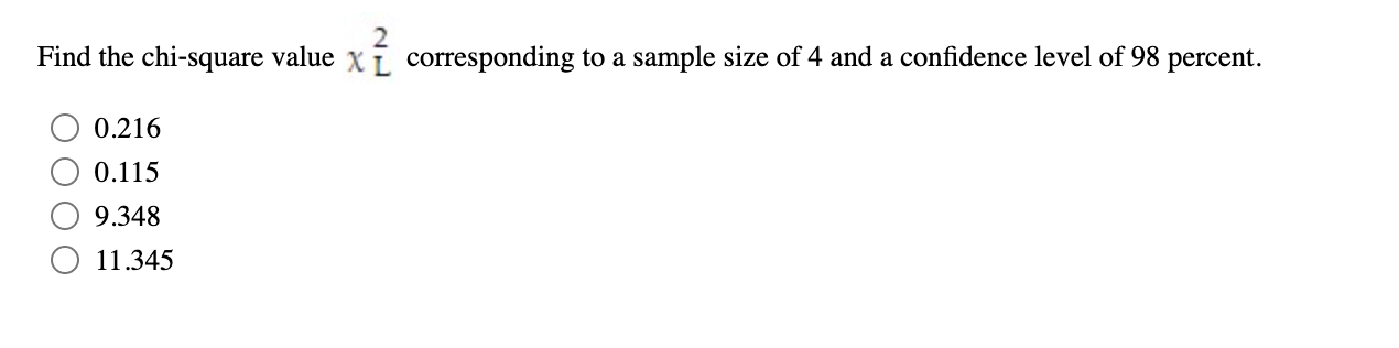Solved Find the chi-square value χL2 corresponding to a | Chegg.com