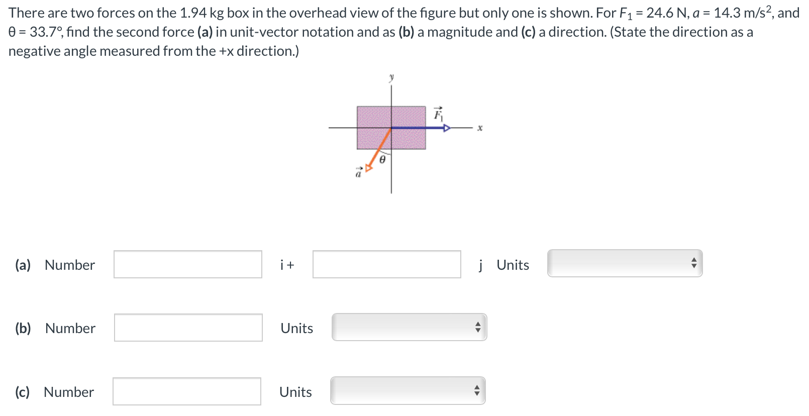 Solved = There are two forces on the 1.94 kg box in the | Chegg.com