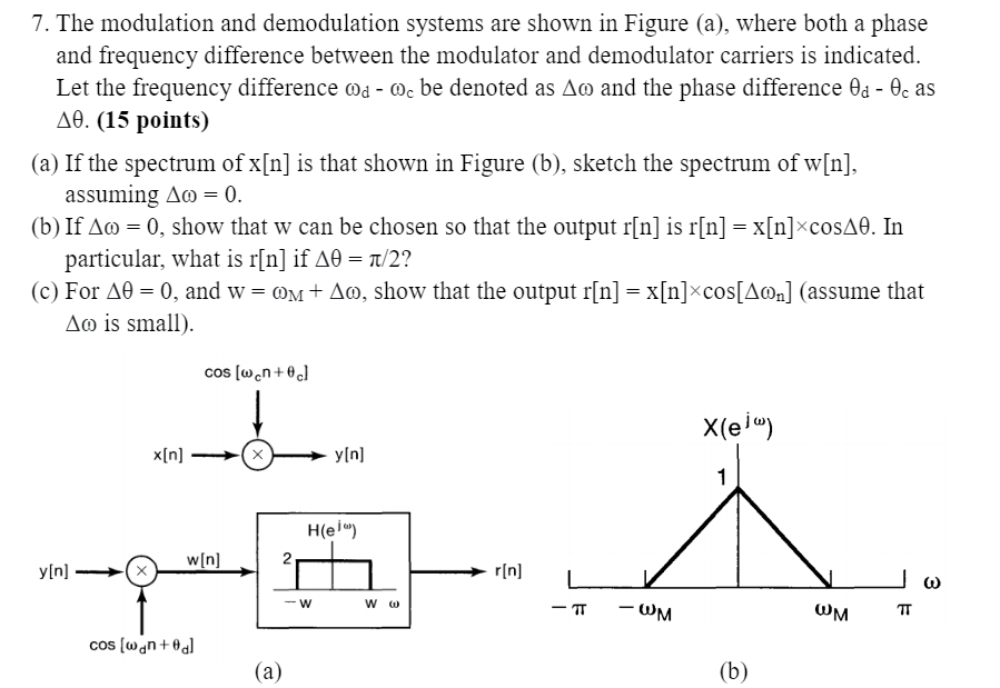 Solved 7. The modulation and demodulation systems are shown | Chegg.com