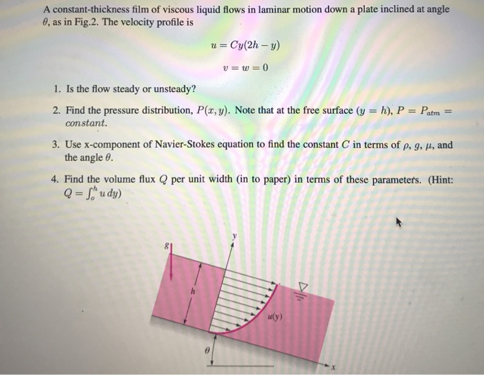 Solved A constant-thickness film of viscous liquid flows in | Chegg.com