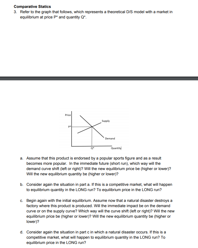 Solved Comparative Statics 3. Refer to the graph that | Chegg.com