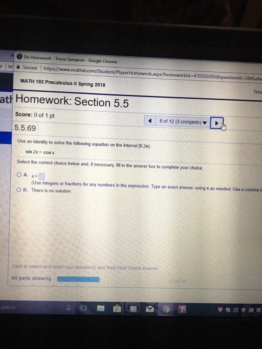 Solved Do Homework - Trevor Sampson - Google Chrome e l ht| | Chegg.com Solved Do Homework - Trevor Sampson - Google Chrome e l ht| | Chegg.com