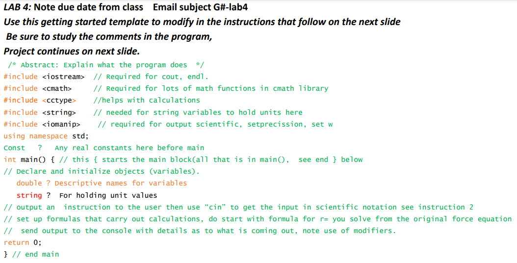 Solved LAB 4: Note due date from class Email subject G#-lab4 | Chegg.com