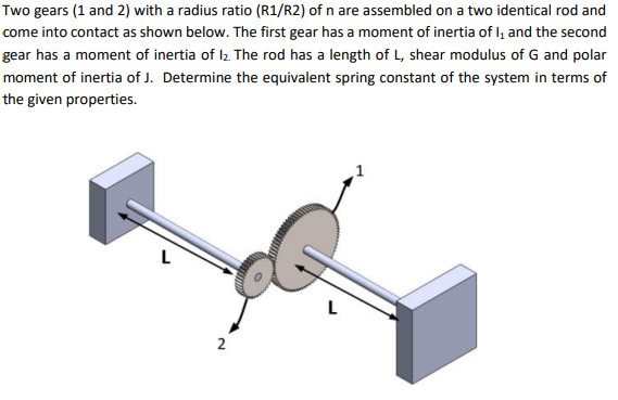 Solved Two gears (1 and 2 ) with a radius ratio (R1/R2) of n | Chegg.com