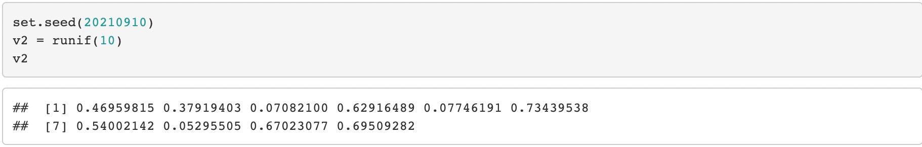 Solved The following R chunk will set a random seed and then | Chegg.com