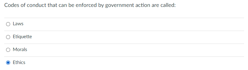 Solved Codes of conduct that can be enforced by government | Chegg.com