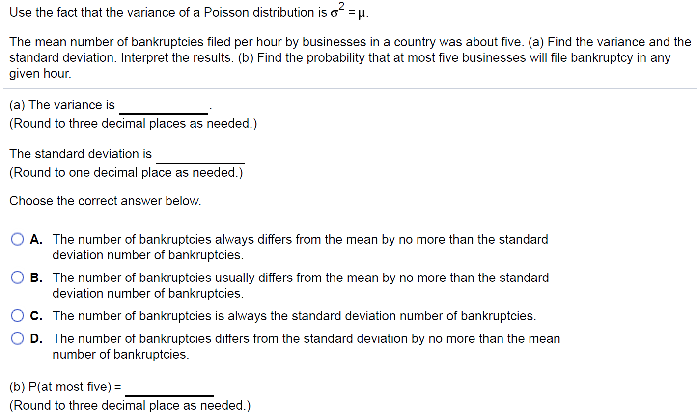 Solved Use the fact that the variance of a Poisson | Chegg.com