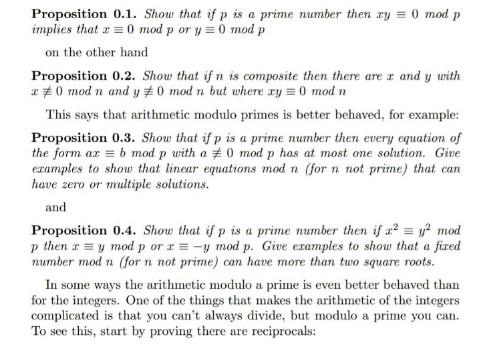 Solved Proposition 0.1. Show that if p is a prime number | Chegg.com
