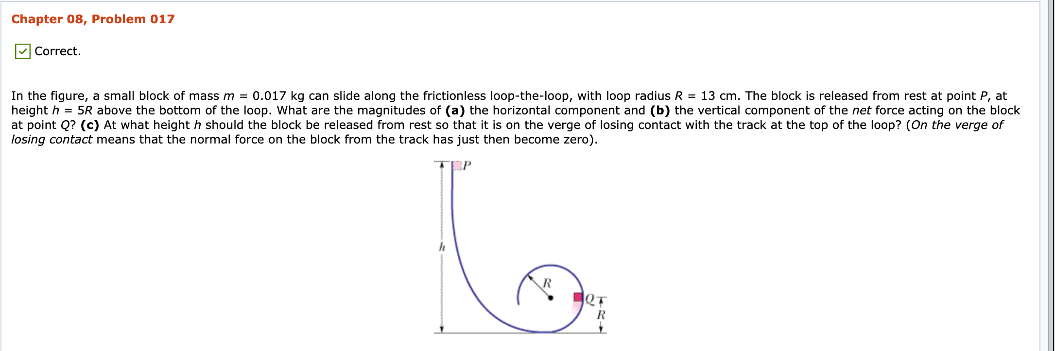 Solved In the figure, a small block of mass m = 0.017 kg can | Chegg.com