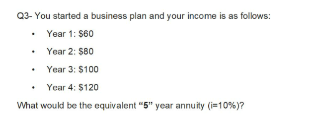 Solved . . Q3- You started a business plan and your income | Chegg.com