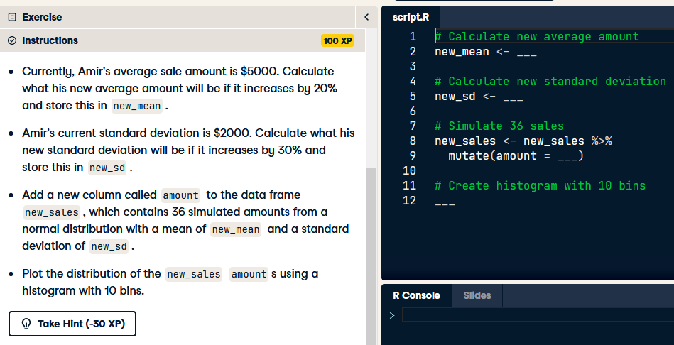Solved Exercise Instructions 100 XP • Currently, Amir's | Chegg.com