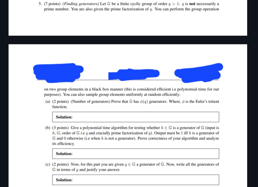 Solved 5. (7 points) (Finding generators) Let G be a finite | Chegg.com