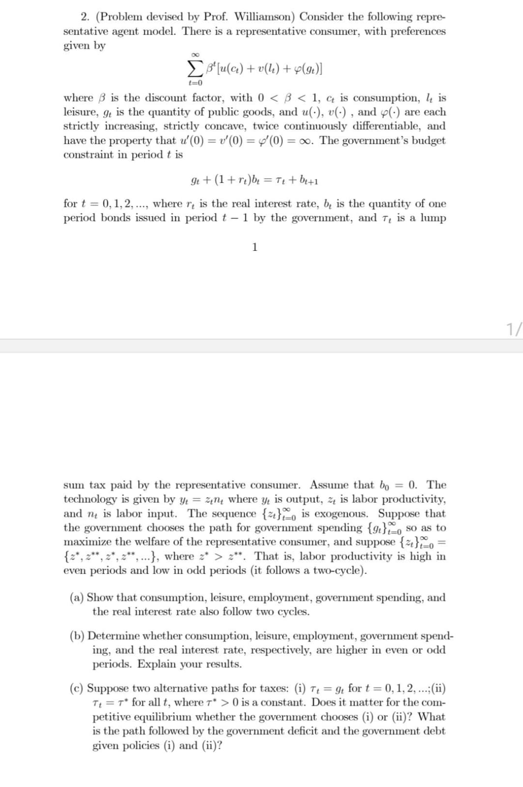 Solved 2. (Problem devised by Prof. Williamson) Consider the | Chegg.com