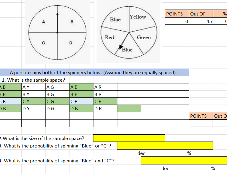 Solved A person spins both of the spinners below. (Assume | Chegg.com