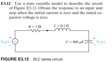 Solved E3.12 Use a state variable model to describe the | Chegg.com