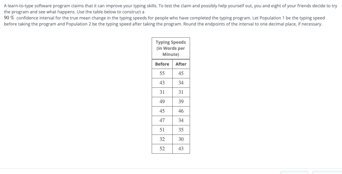Solved A learn-to-type software program claims that it can | Chegg.com