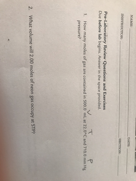 Solved NAME DATE: INSTRUCTOR: SECTION: Pre-Laboratory Review | Chegg.com