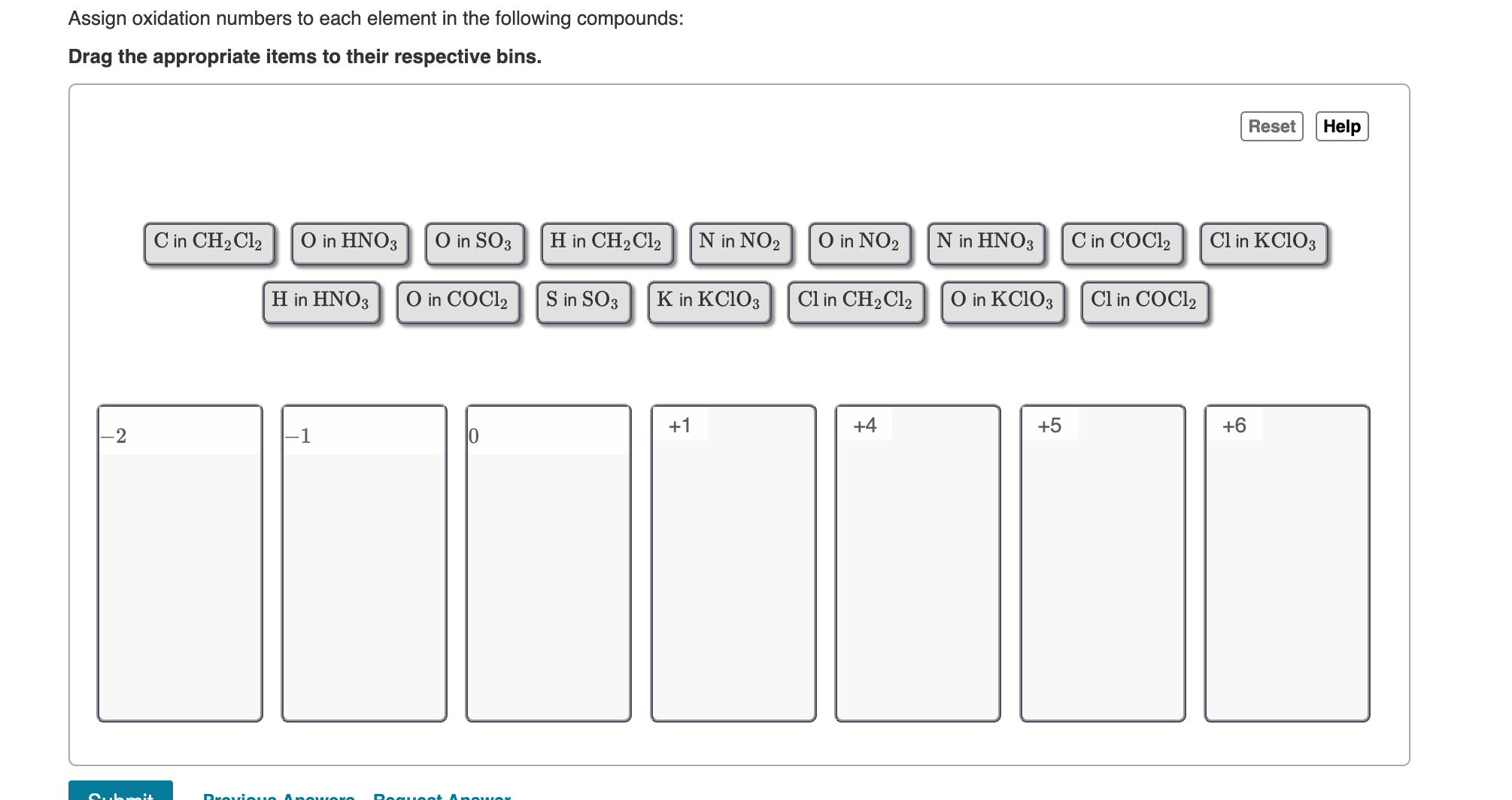 Solved Assign oxidation numbers to each element in the | Chegg.com