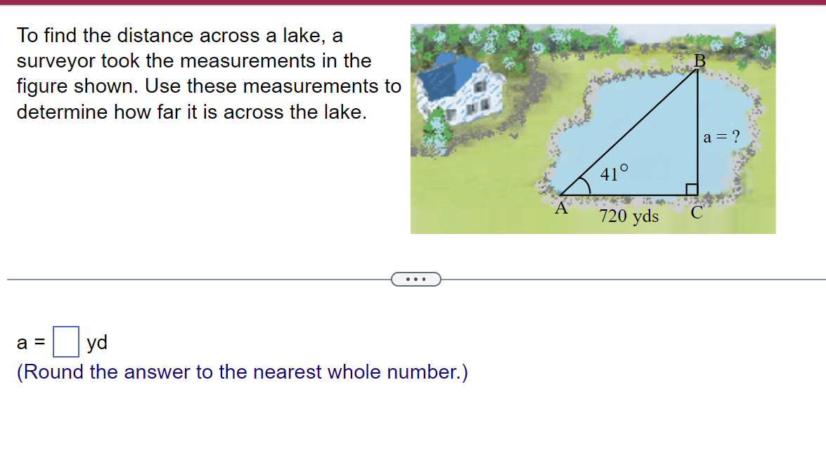 Solved To find the distance across a lake, a surveyor took | Chegg.com
