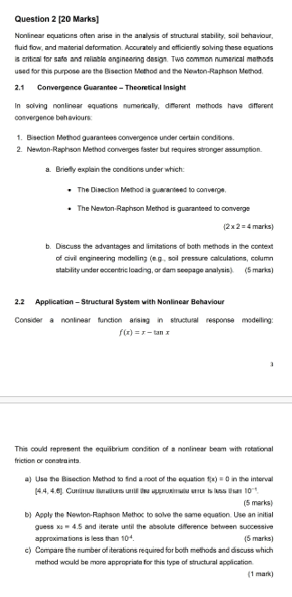 Solved Question 2 [20 ﻿Marks] ﻿Nonlinear equations often | Chegg.com
