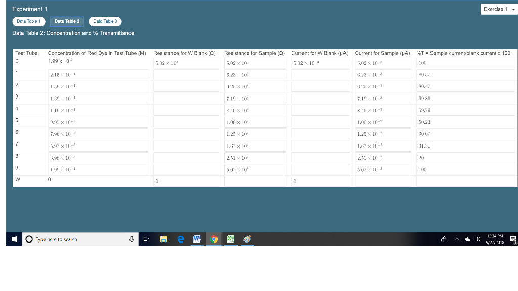 Solved Experiment 1 Exercise 1 - Data Table 2 Data Table 3 | Chegg.com